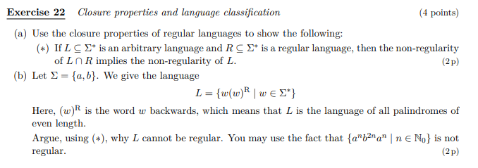 Solved Exercise 22 Closure properties and language | Chegg.com