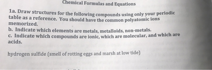 Solved Chemical Formulas and Equations table as a reference. | Chegg.com