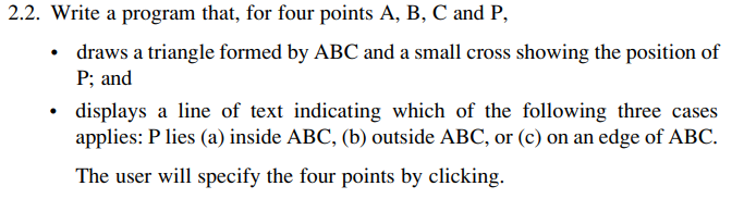 Solved 2.2. Write a program that, for four points A, B, C | Chegg.com