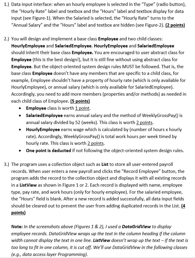 Employee payroll app in Visual Studio using C# | Chegg.com
