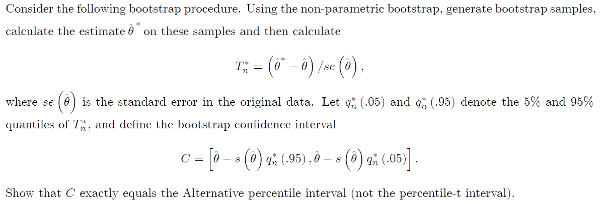 Consider the following bootstrap procedure. Using the | Chegg.com