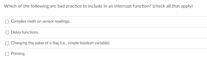 Solved Which of the following are bad practice to include in | Chegg.com