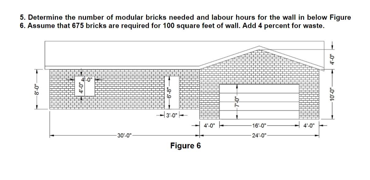 Solved 5. Determine the number of modular bricks needed and | Chegg.com