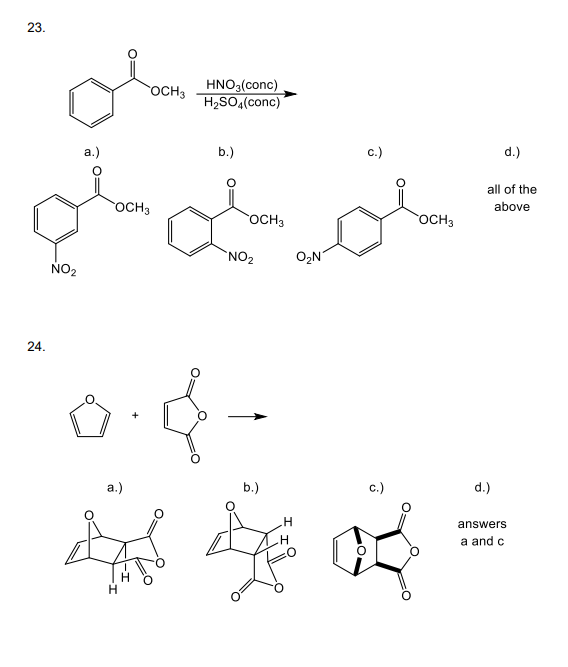 Solved 23. OCH3 HNO3(conc) H2SO4(conc) a.) b.) c.) d.) all | Chegg.com