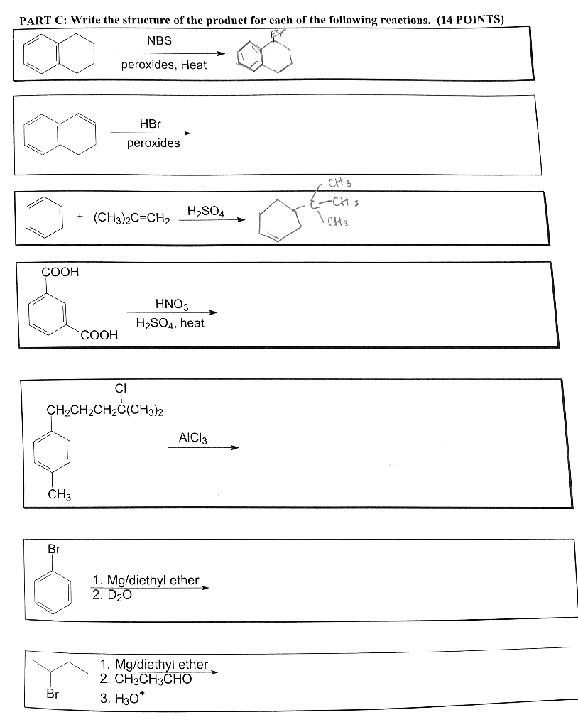 Solved PART C: Write the structure of the product for each | Chegg.com