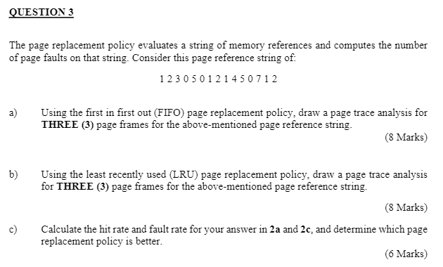 Solved The page replacement policy evaluates a string of | Chegg.com