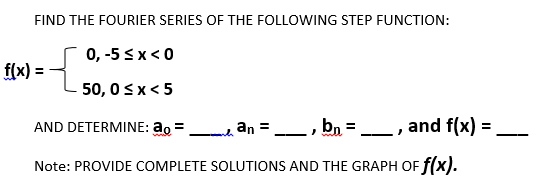 Solved FIND THE FOURIER SERIES OF THE FOLLOWING STEP | Chegg.com