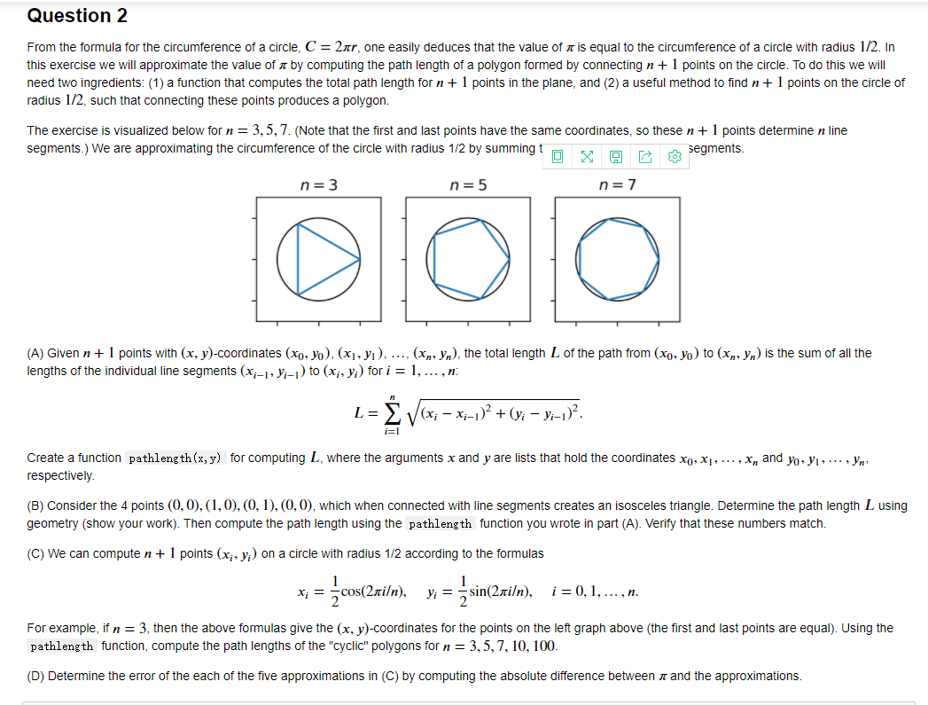 Solved Question 2 From the formula for the circumference of | Chegg.com