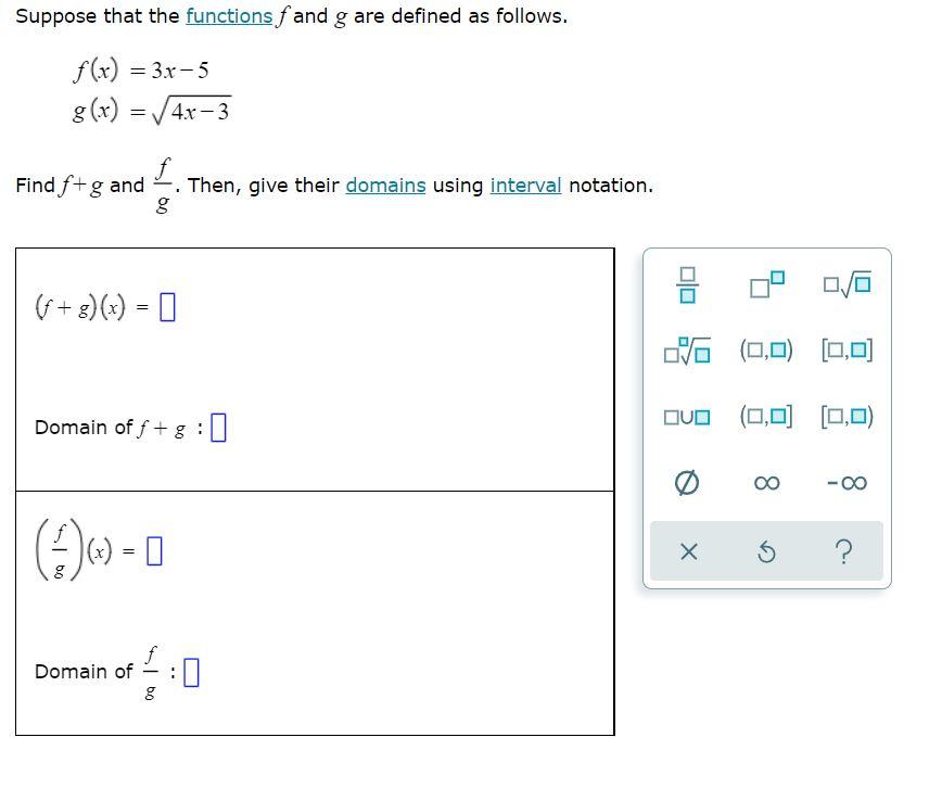 Solved Suppose that the functions f and g are defined as | Chegg.com