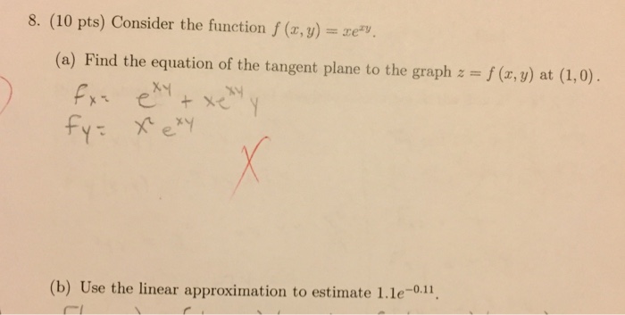 Solved Consider the function f (x, y) = xe^xy. (a) Find the | Chegg.com