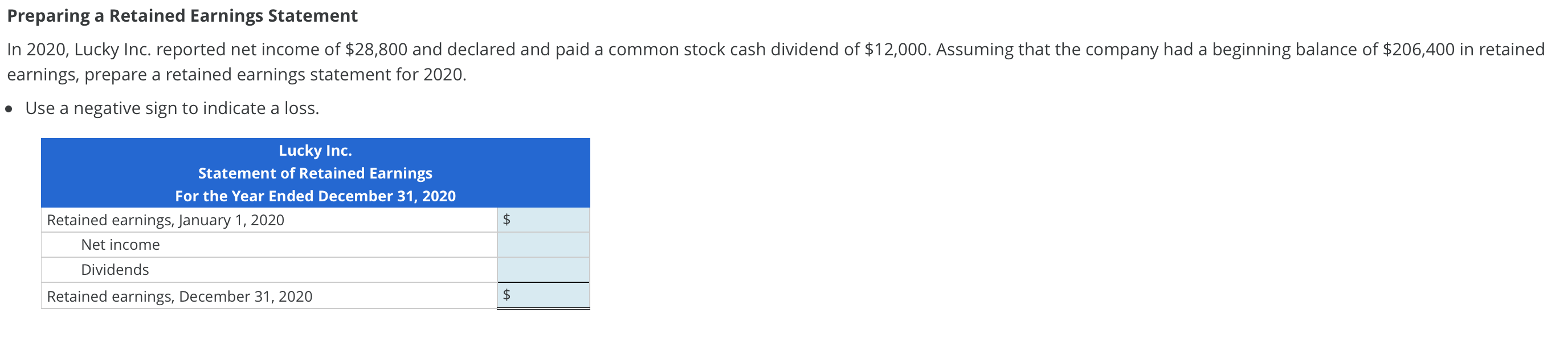 Solved Preparing a Retained Earnings Statement In 2020, | Chegg.com