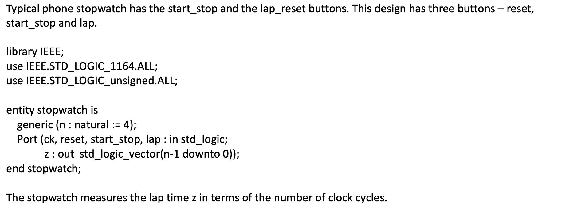 Typical phone stopwatch has the start_stop and the | Chegg.com