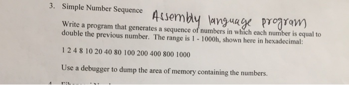 Solved Simple Number Sequence Assembly Language Program | Chegg.com