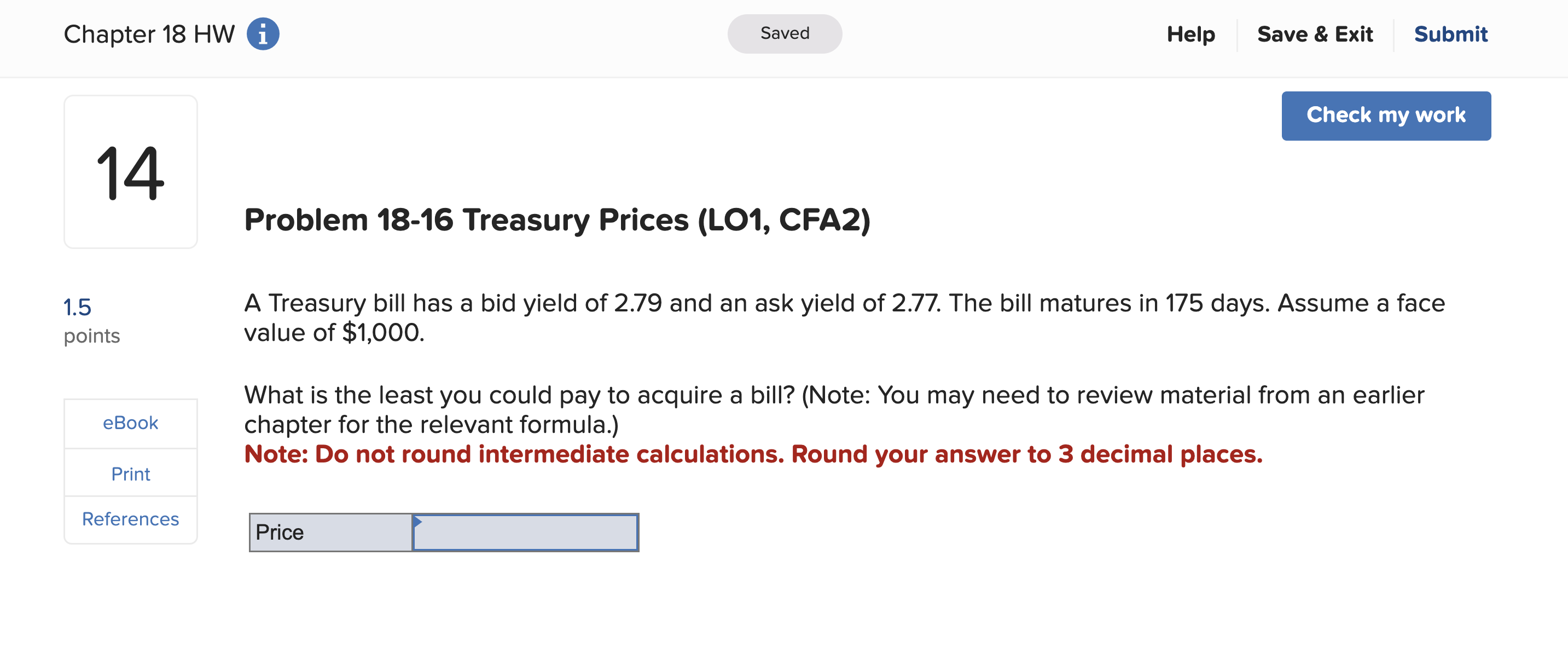 Solved A Treasury bill has a bid yield of 2.79 and an ask | Chegg.com