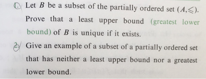 Let B be a subset of the partially ordered set (A,