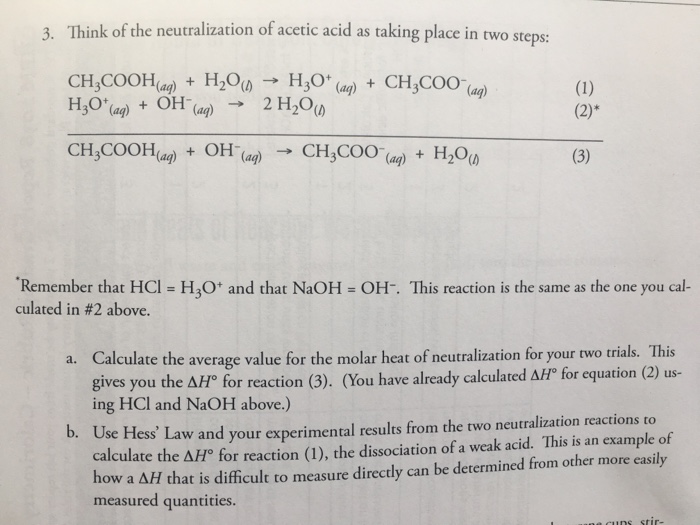 Think of the neutralization of acetic acid as taking | Chegg.com