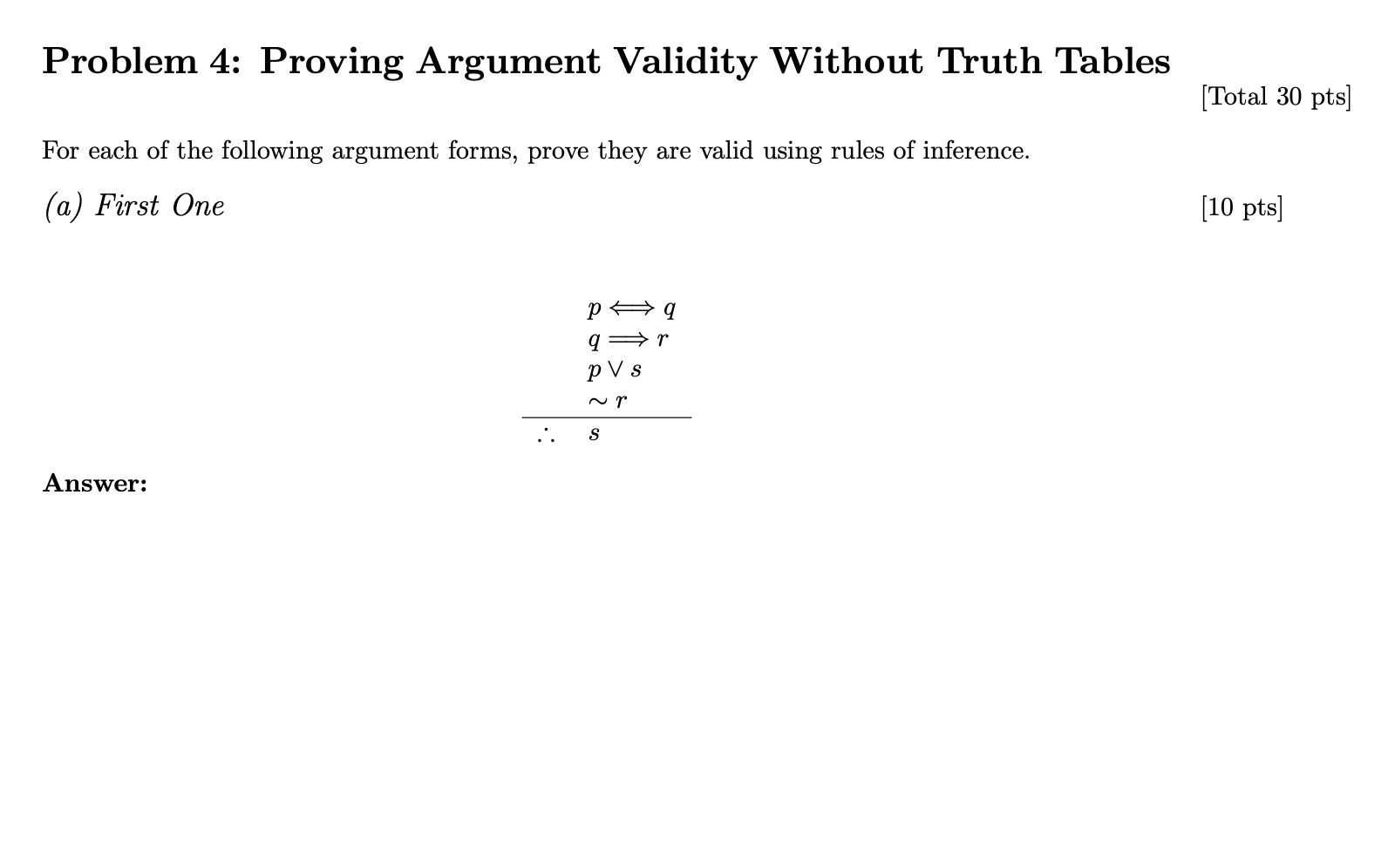 Solved Problem 4: Proving Argument Validity Without Truth | Chegg.com