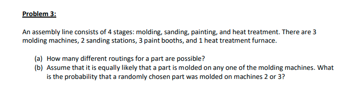 Solved Problem 3: An assembly line consists of 4 stages: | Chegg.com