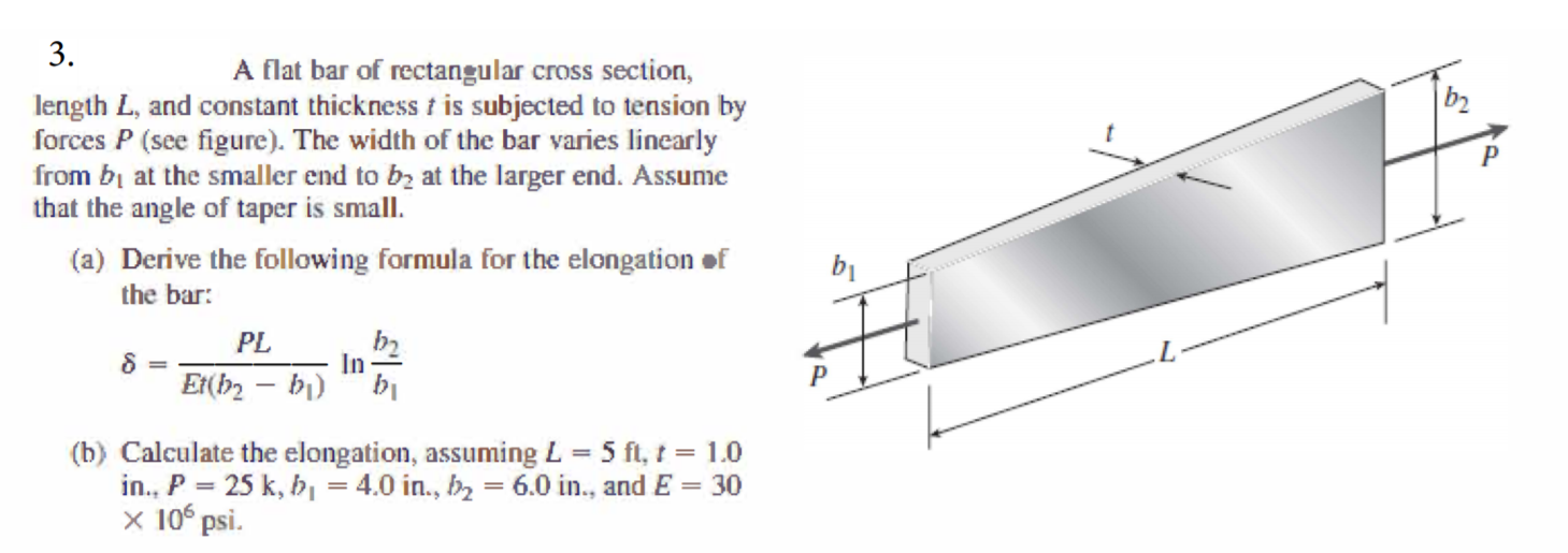 Solved 3. A flat bar of rectangular cross section, length L, | Chegg.com