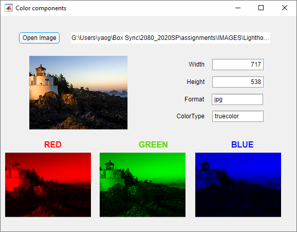 Solved Write an Matlab APP to open and display a color | Chegg.com