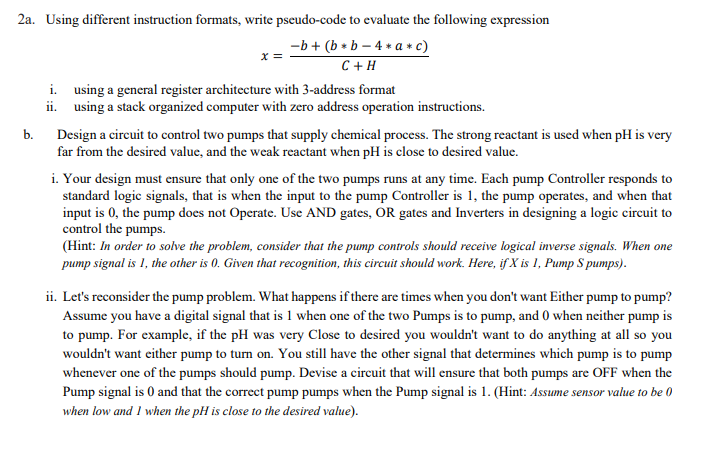 2a. Using different instruction formats, write | Chegg.com