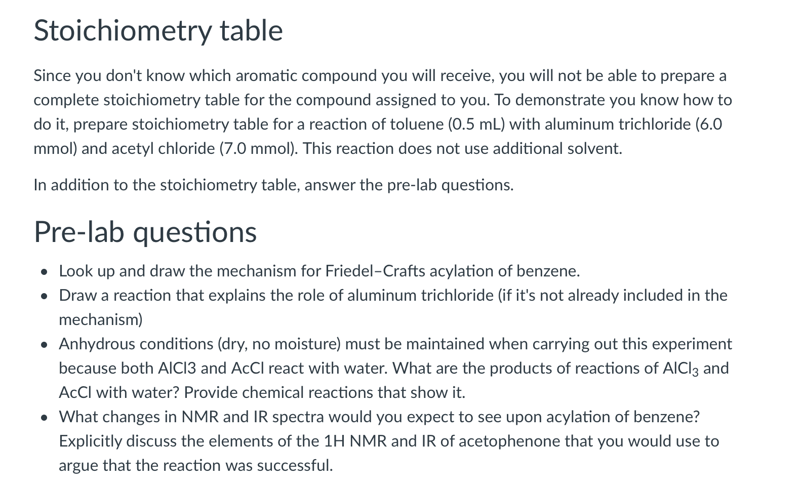 Solved Stoichiometry table Since you don't know which | Chegg.com