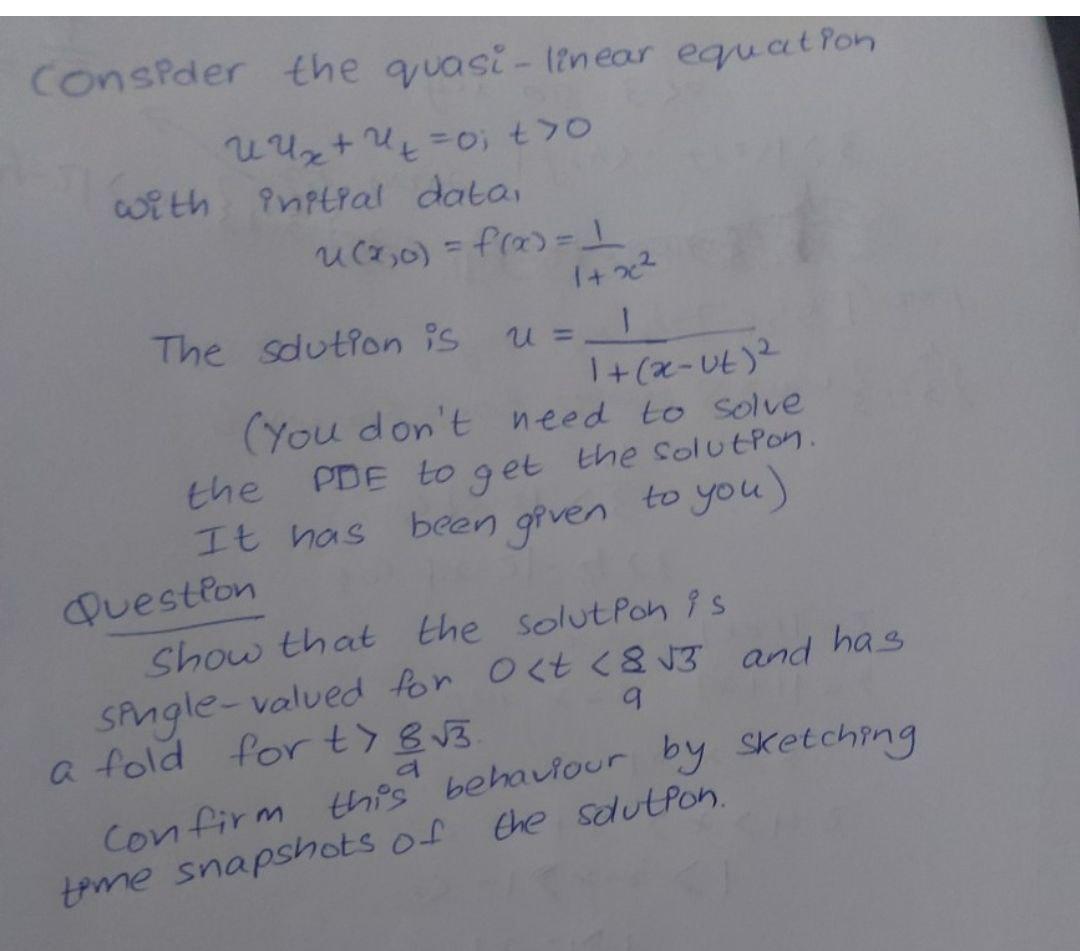 Solved consider the quasi - linear equation Wux + = 0; to | Chegg.com