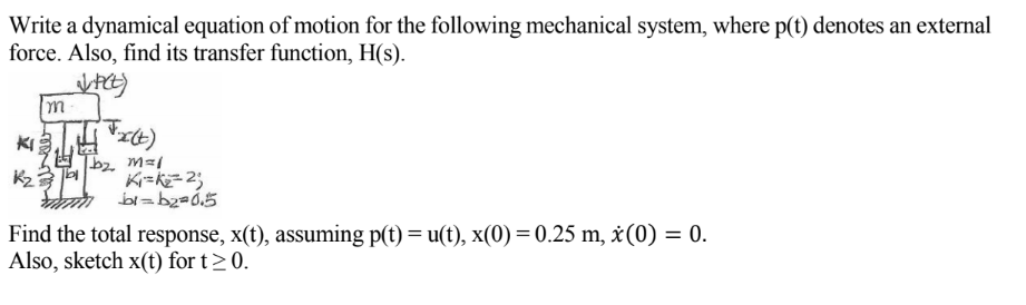 Solved Write a dynamical equation of motion for the | Chegg.com