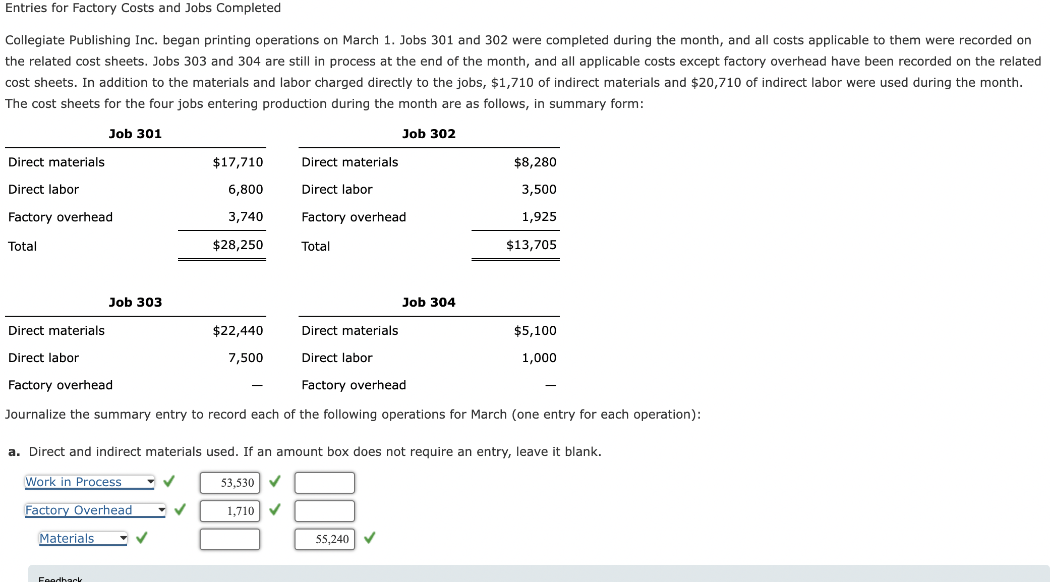 Solved c. Factory overhead applied to all four jobs (a | Chegg.com