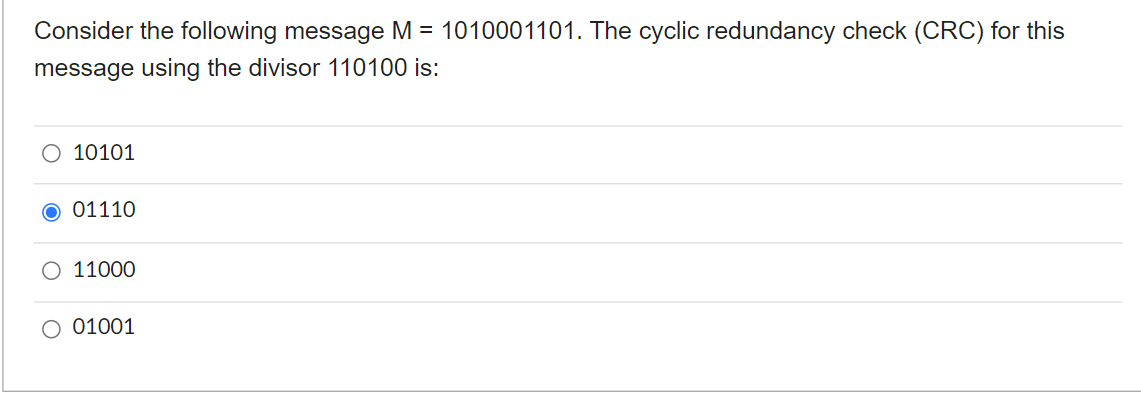 Solved Consider the following message M=1010001101. The | Chegg.com