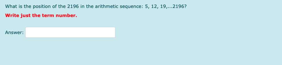 Solved What is the position of the 2196 in the arithmetic | Chegg.com