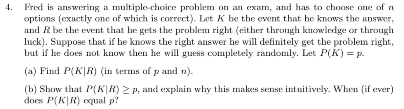Solved Fred is answering a multiple-choice problem on an | Chegg.com