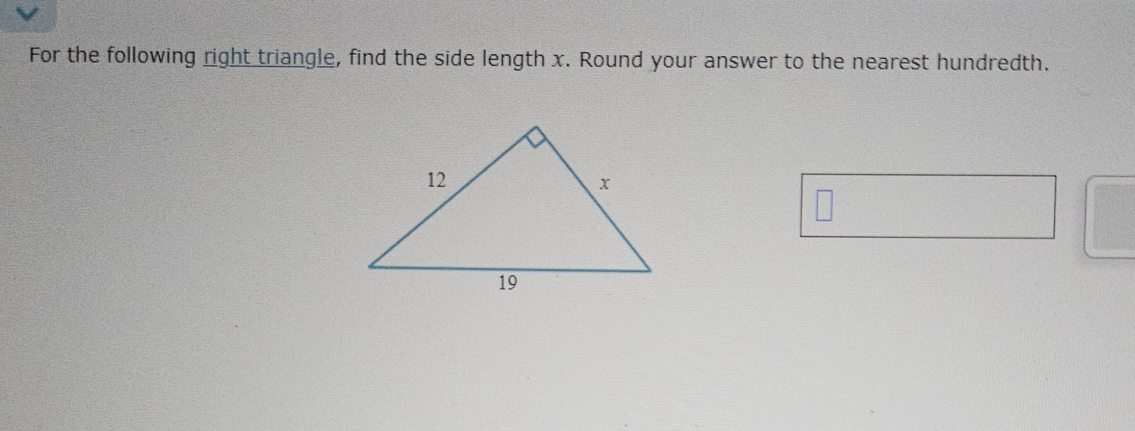 Solved For the following right triangle, find the side | Chegg.com