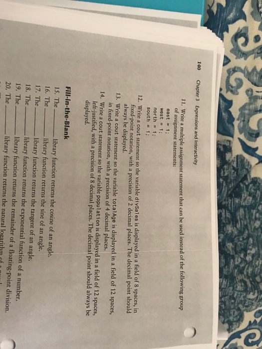 Solved 140 Chapter 3 Expressions and Interactivity 11. Write | Chegg.com