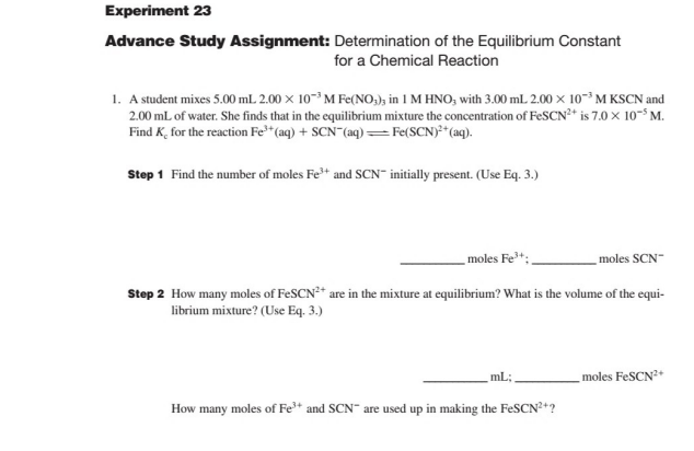 Solved Experiment 23 Advance Study Assignment: Determination | Chegg.com