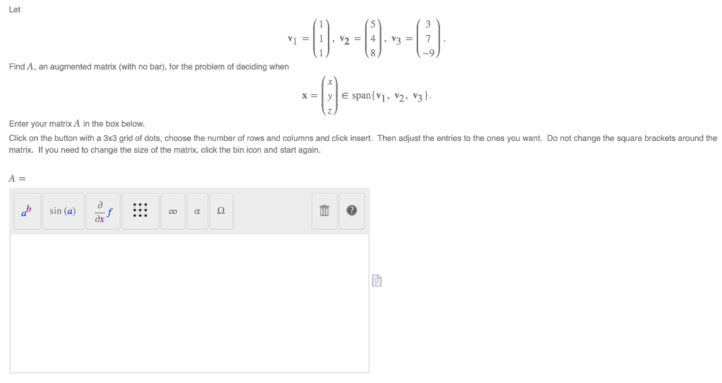 Solved Let --- () -() -- (0) Find A, an augmented matrix | Chegg.com