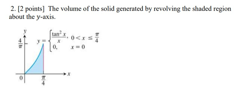 Solved Set up the definite integral(s) to find the volume of | Chegg.com