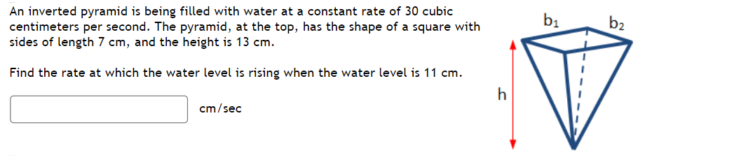 Solved An inverted pyramid is being filled with water at a | Chegg.com