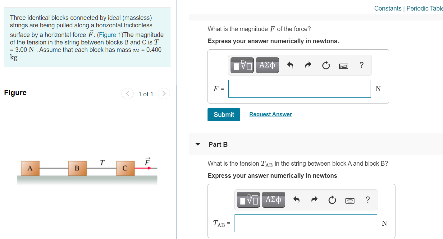 Solved Constants Periodic Table Three identical blocks | Chegg.com