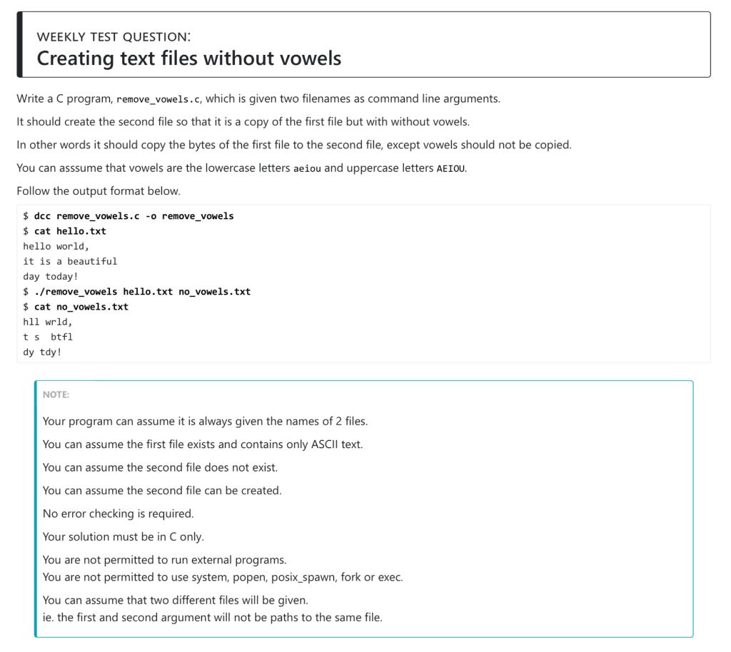 Solved Creating text files without vowels $ dcc | Chegg.com