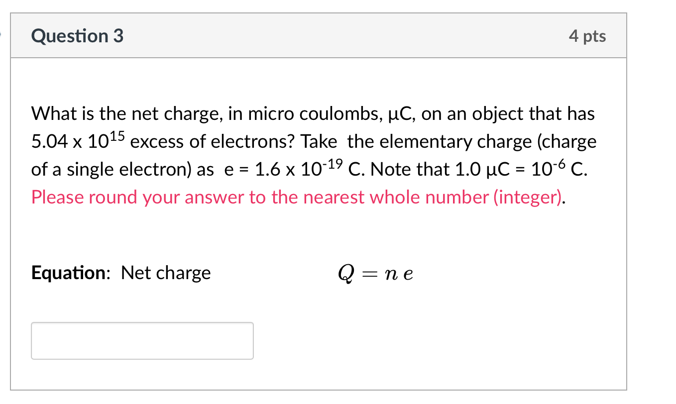 Solved What is the net charge, in micro coulombs, μC, on an | Chegg.com