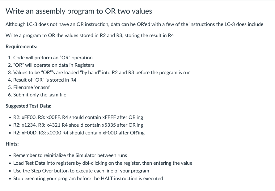 LC-3 assembly. Need help implementing SIMPLE | Chegg.com