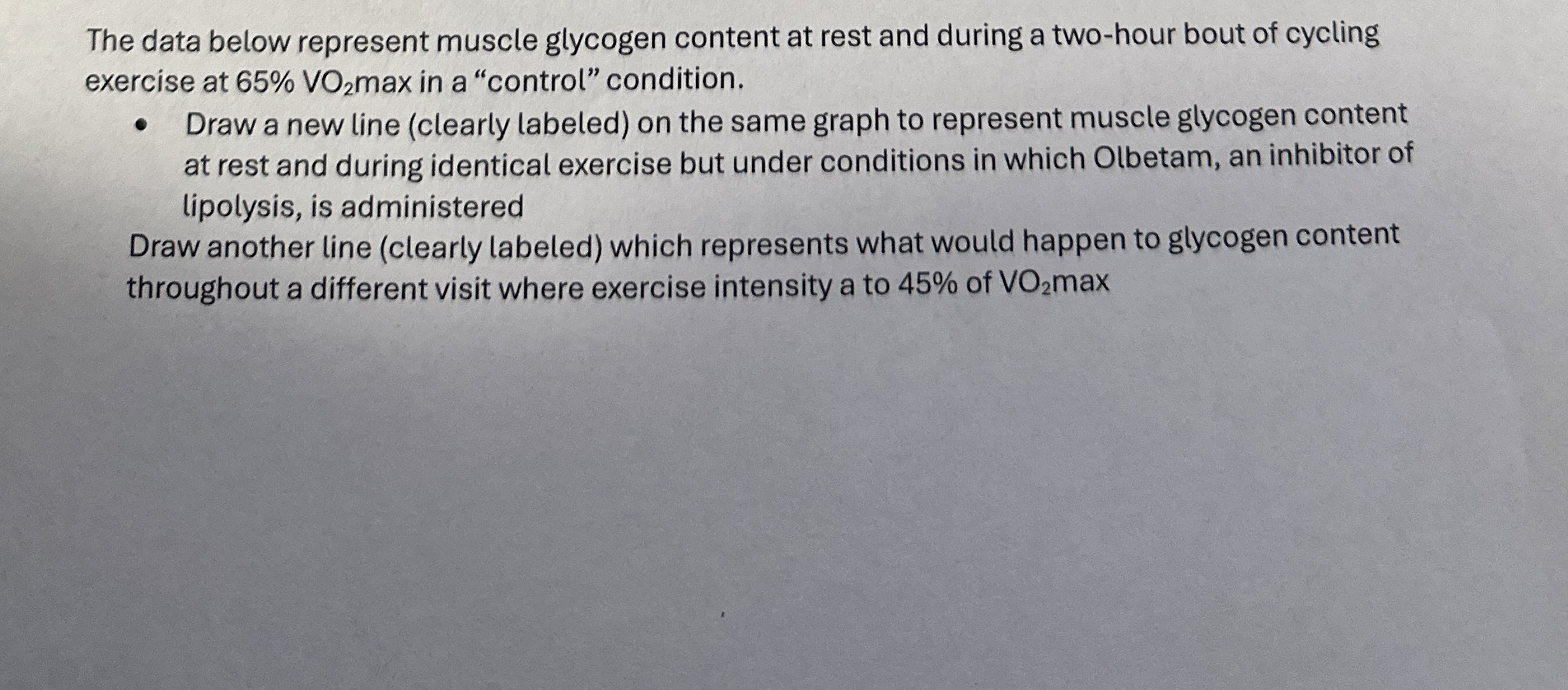 Solved The data below represent muscle glycogen content at | Chegg.com