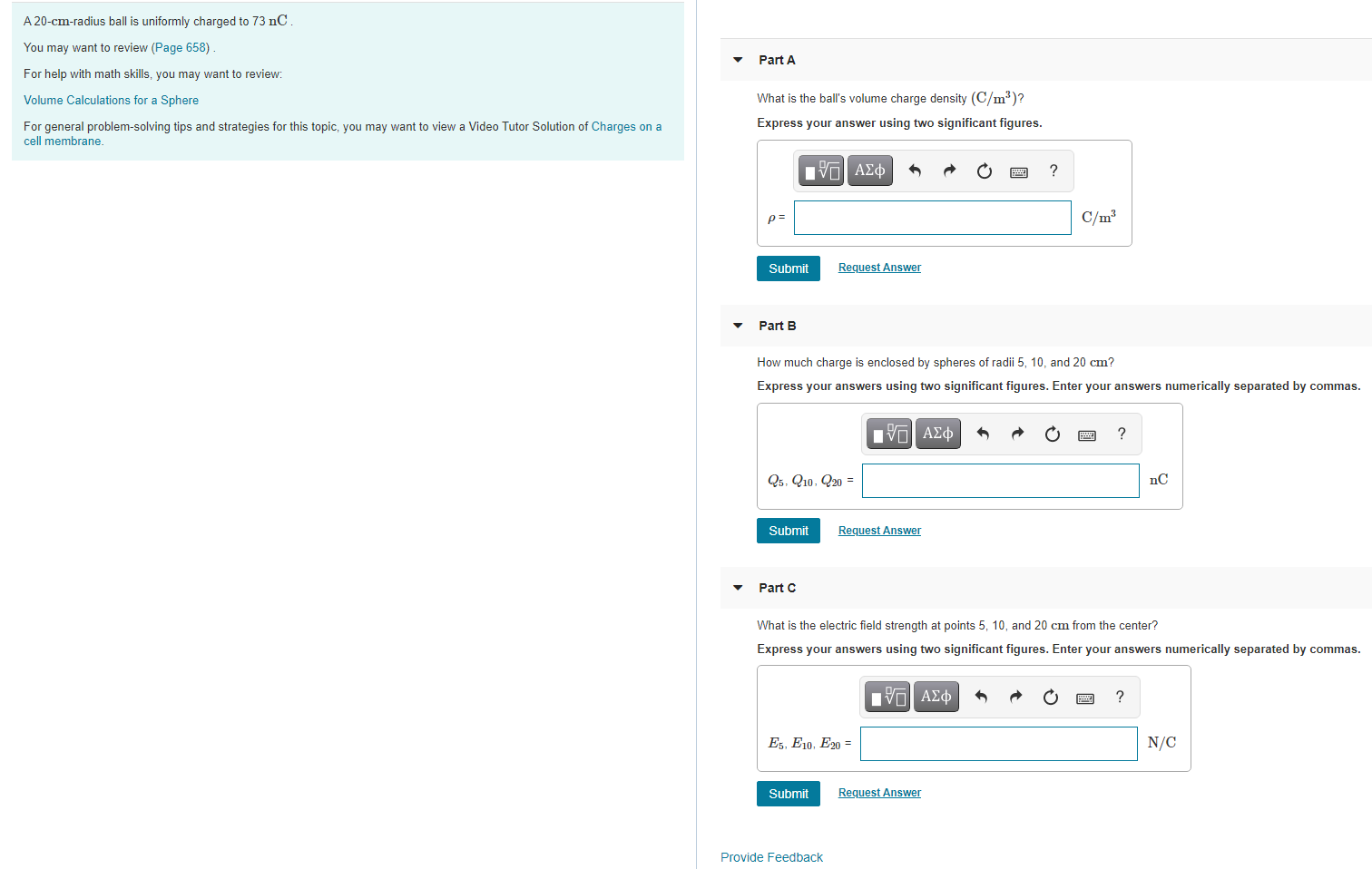 solved-part-a-a-20-cm-radius-ball-is-uniformly-charged-to-73-chegg