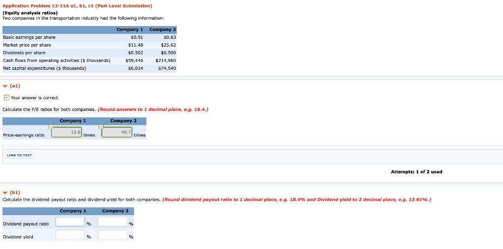 Solved Application Problem 12-11A a1, b1, c1 (Part Level | Chegg.com