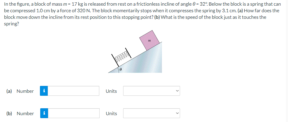 Solved In the figure, a block of mass m=17 kg is released | Chegg.com