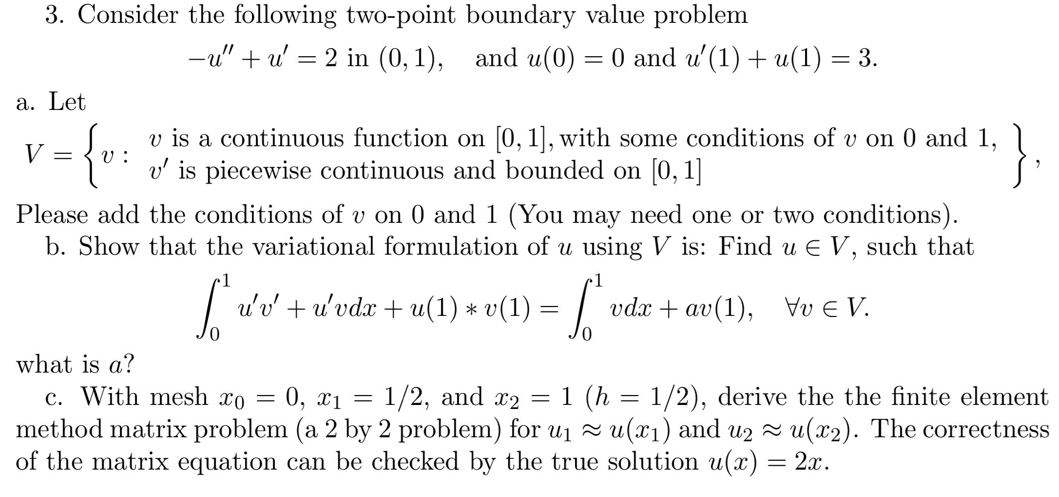 Solved 3. Consider the following two-point boundary value | Chegg.com