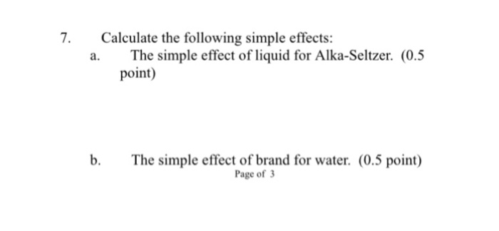 Solved 7. Calculate the following simple effects: a. The | Chegg.com