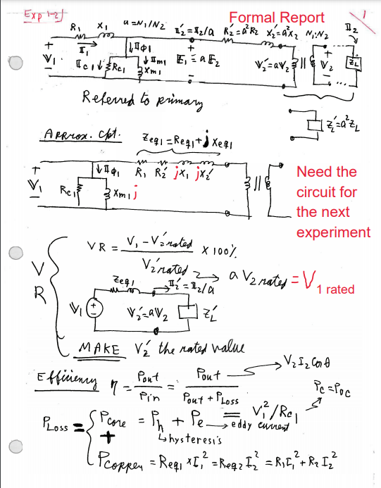 Solved 1. From the Open-Circuit and Short-Circuit test data, | Chegg.com