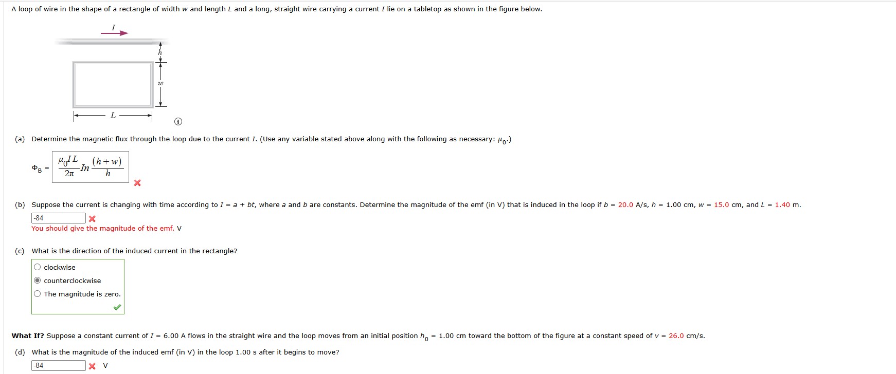 Solved A loop of wire in the shape of a rectangle of width w | Chegg.com